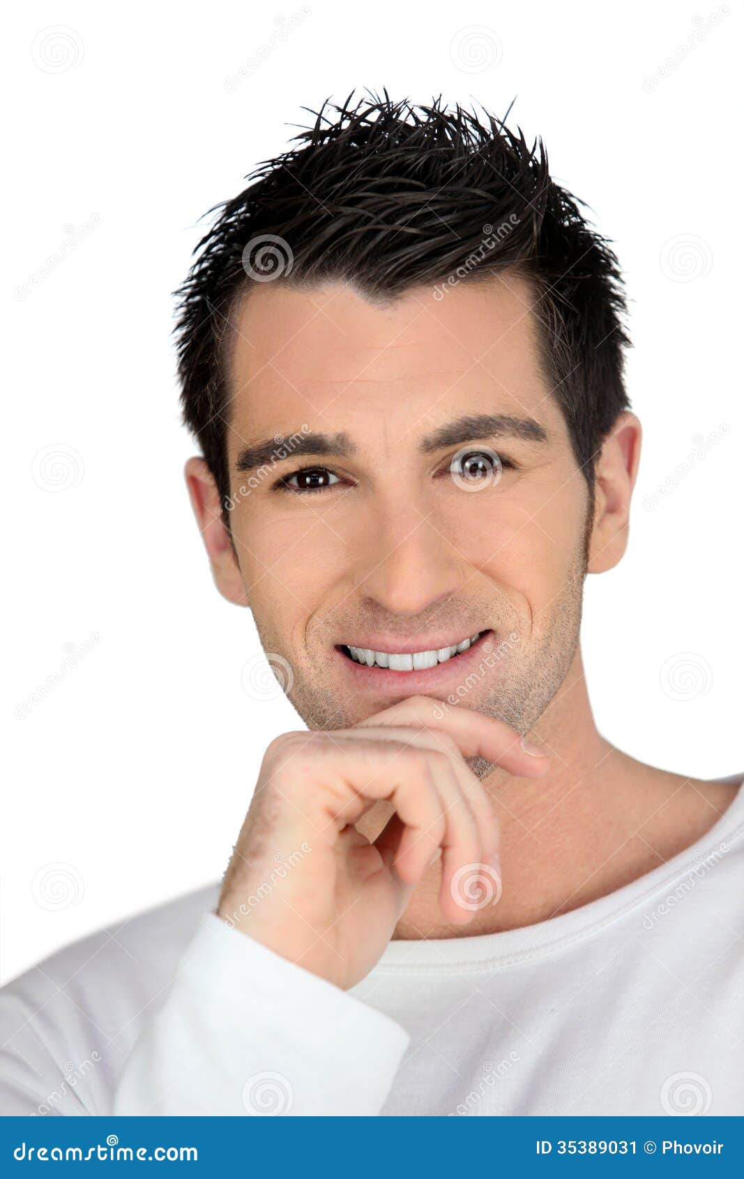 Man with hand on chin stock image. Image of lifestyle - 35389031