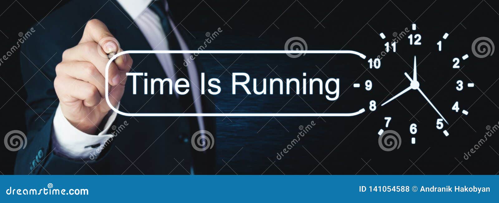 Man Hand with Clock. Time is Running Stock Photo - Image of running ...