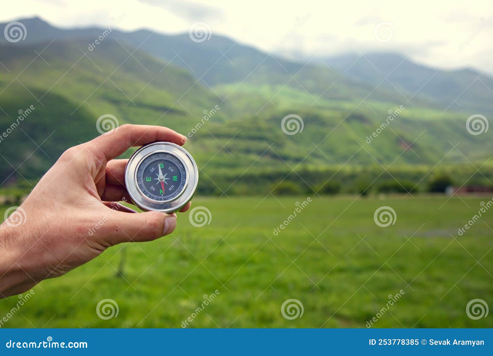 Man Hand Compass in Mountain Stock Image - Image of position, caucasian ...