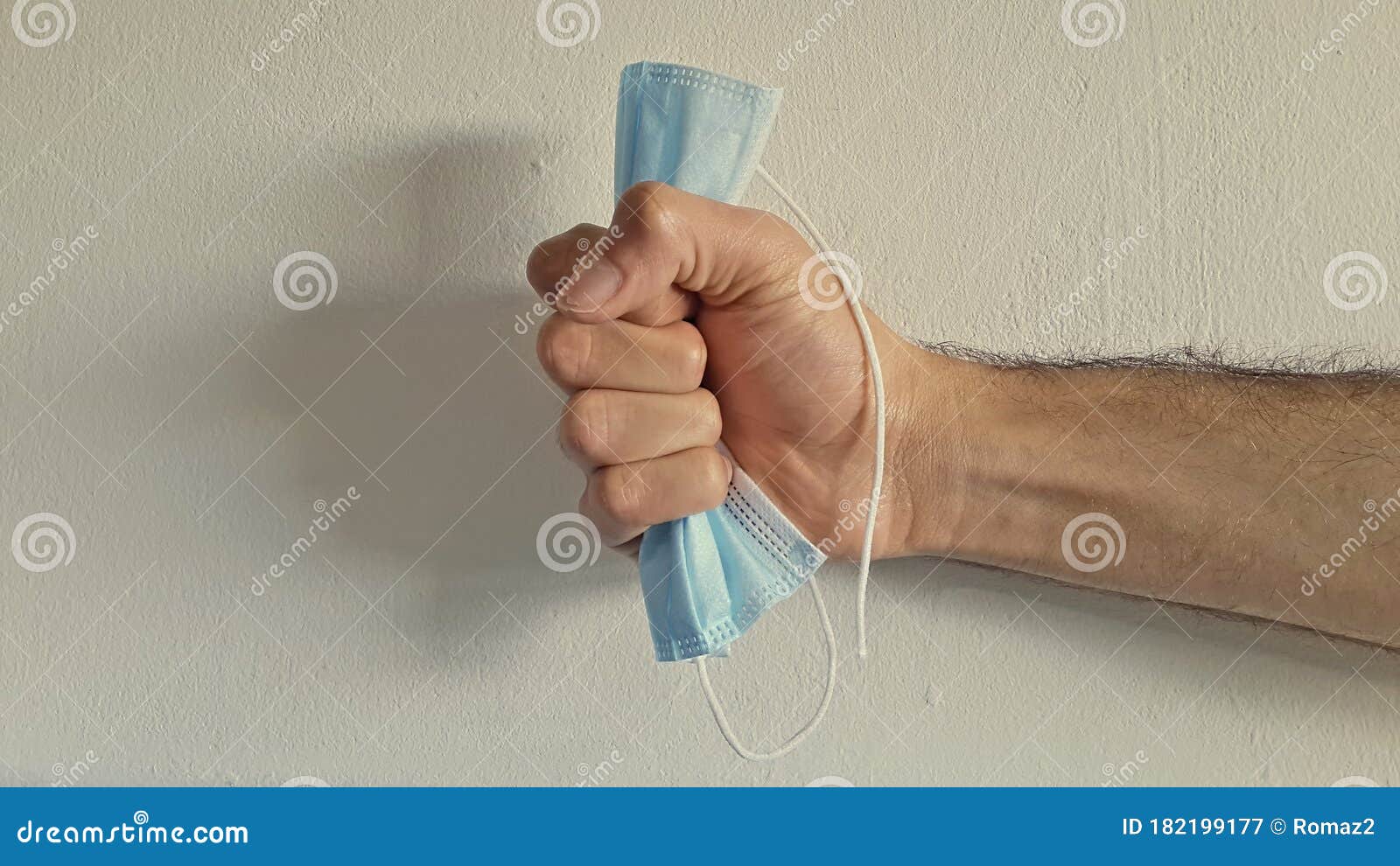Man Hand Compressing a Face Mask Stock Image - Image of fist ...