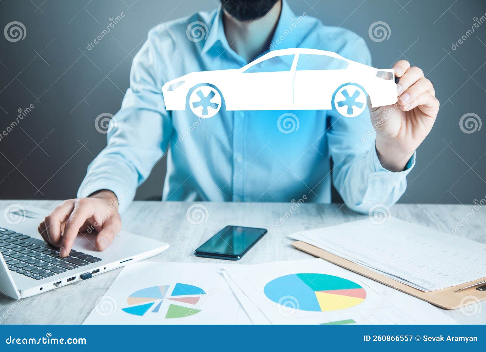Man Hand Computer and Car in Screen Stock Image - Image of screen ...