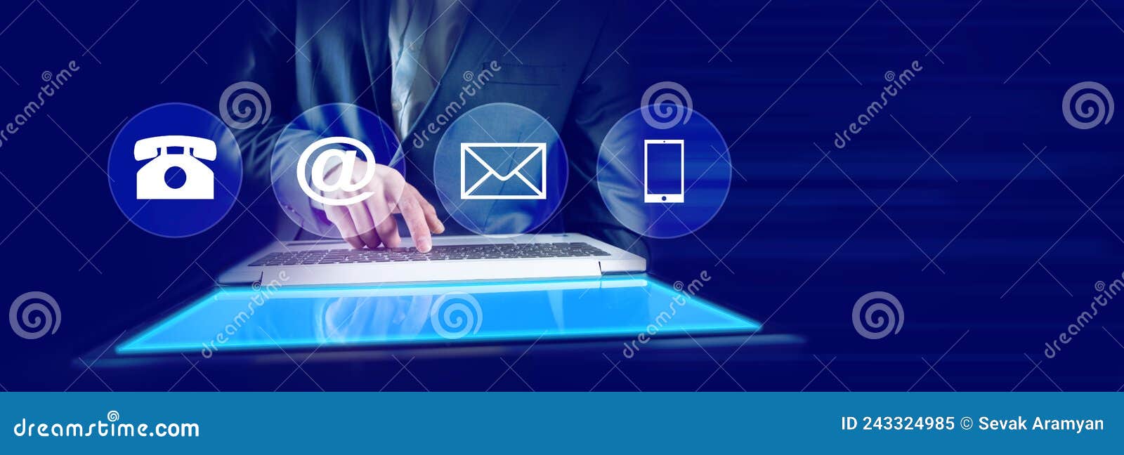 Man Hand Computer with Networks in Screen. Stock Image - Image of ...