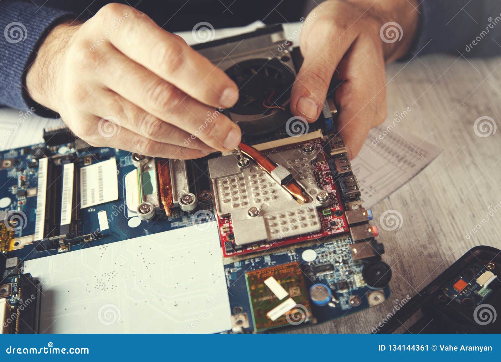 Man Hand Computer Processor Stock Image - Image of service, board ...