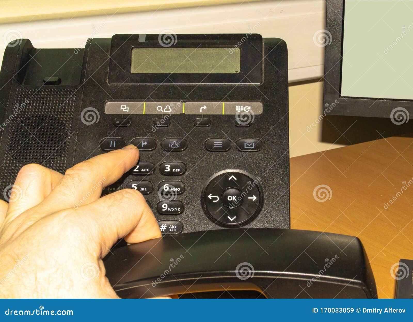 Dialing Number a Phone in a Office by Man Hand Stock Image - Image of ...