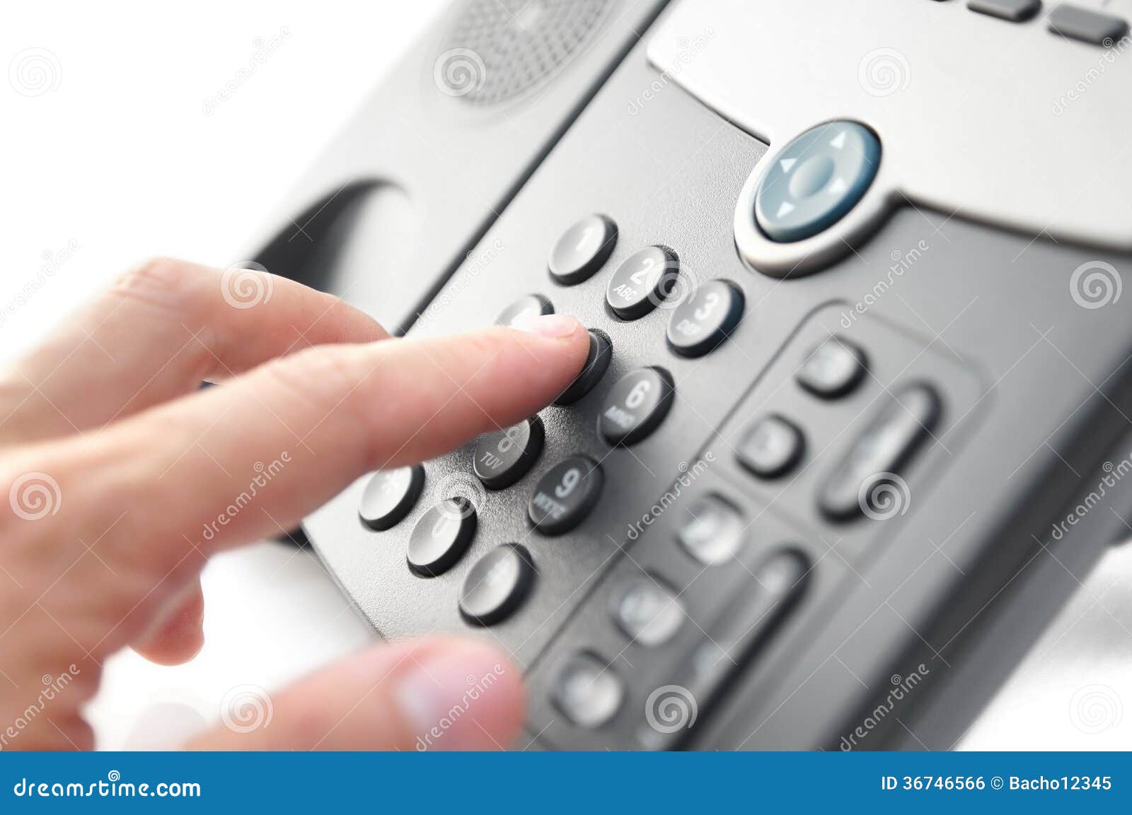 Man Hand is Dialing a Phone Number with Picked Up Headset Stock Photo ...