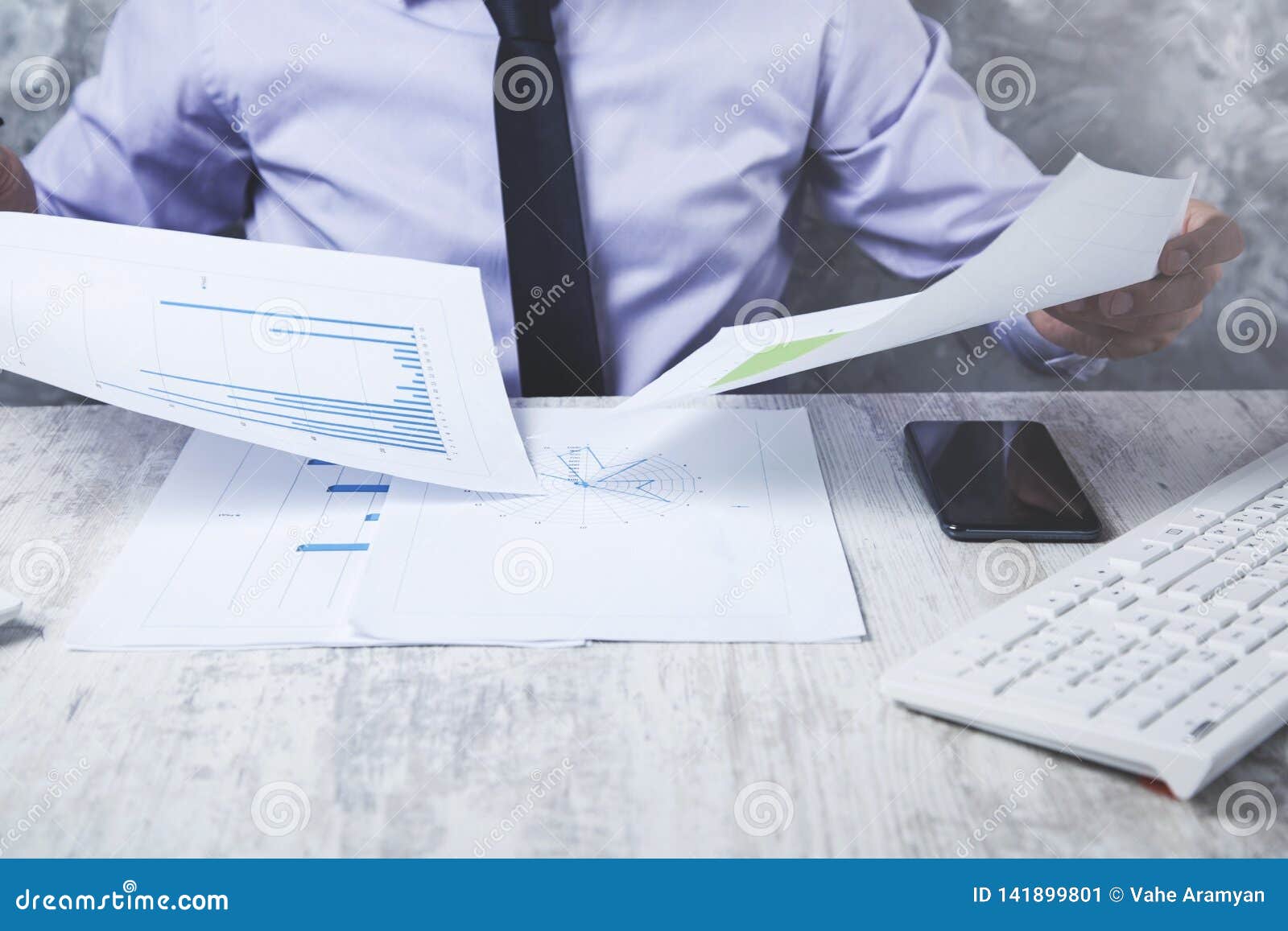 Man Hand on Document in Office Stock Image - Image of finance ...