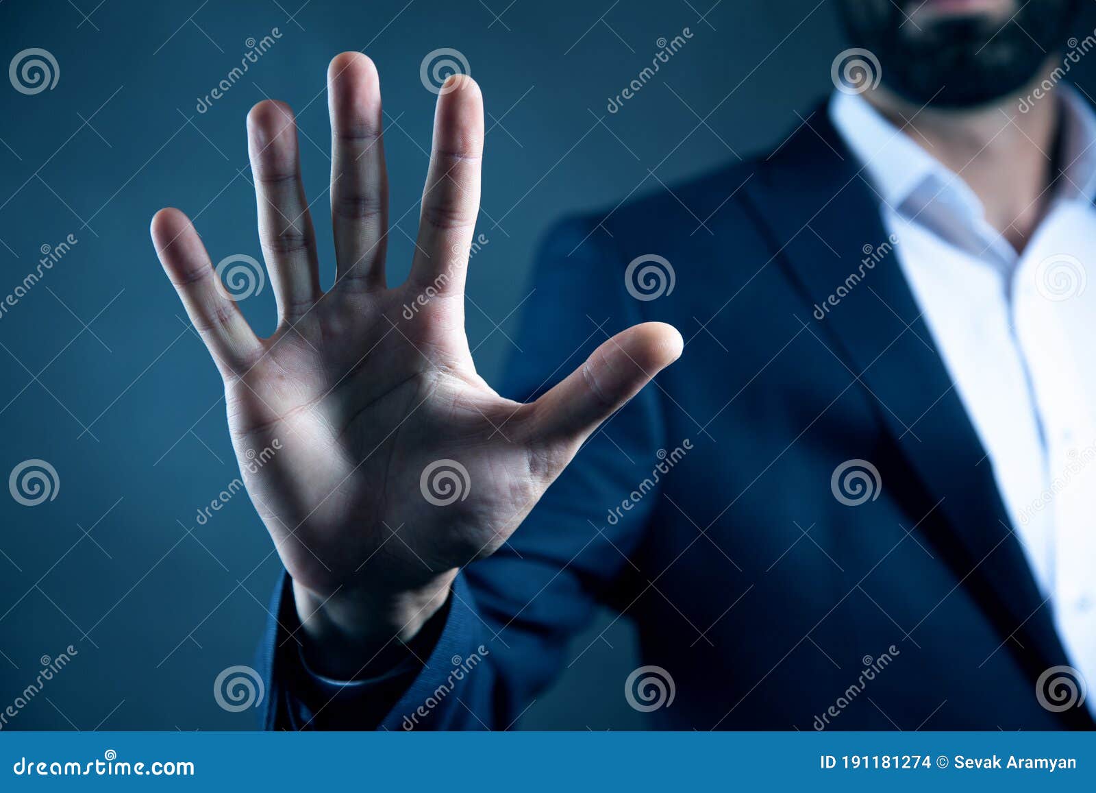 Man hand doing stop sign stock photo. Image of negative - 191181274