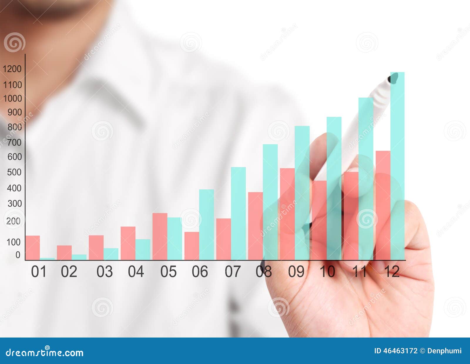 Man hand drawing chart stock photo. Image of aspirations - 46463172