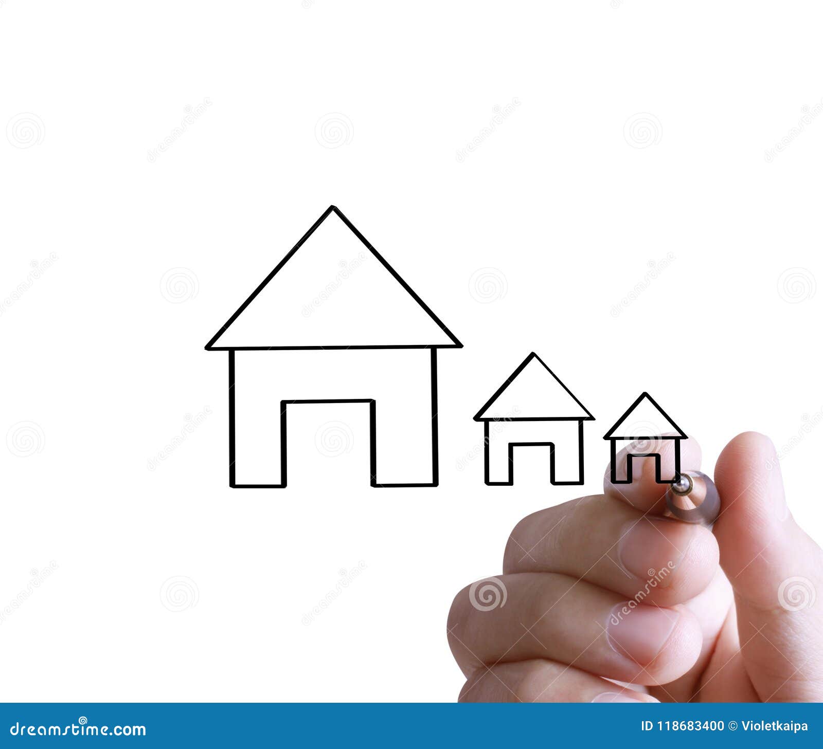 Hand drawing house stock photo. Image of drawing, whiteboard - 118683400