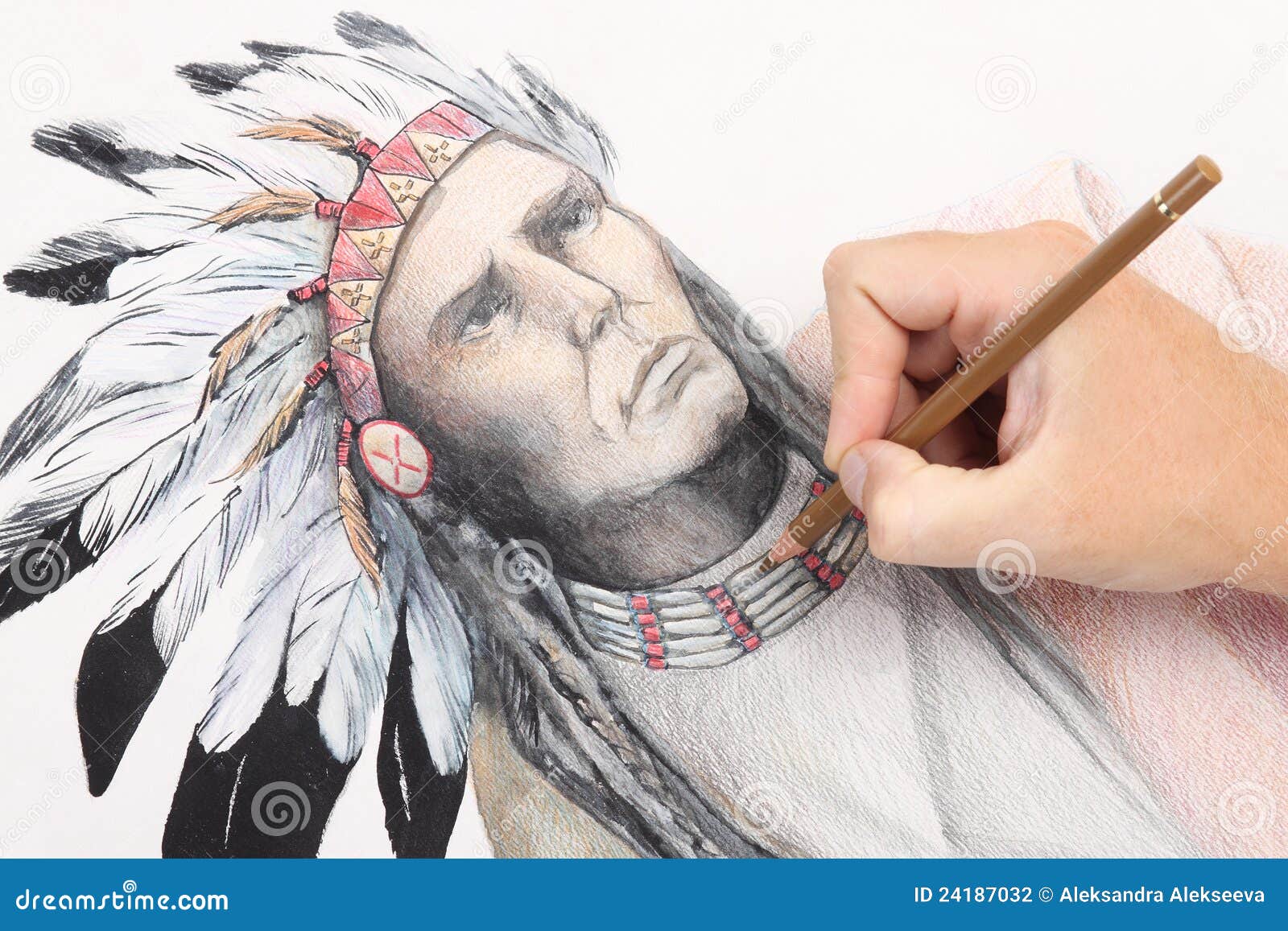 Man Hand Drawing Picture with Chieftain Stock Photo - Image of artistic ...