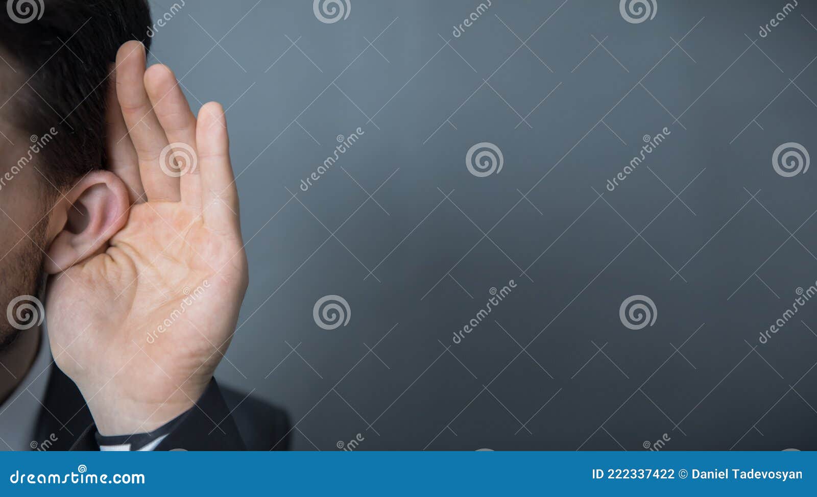 Man hand in ear stock photo. Image of isolated, people - 222337422