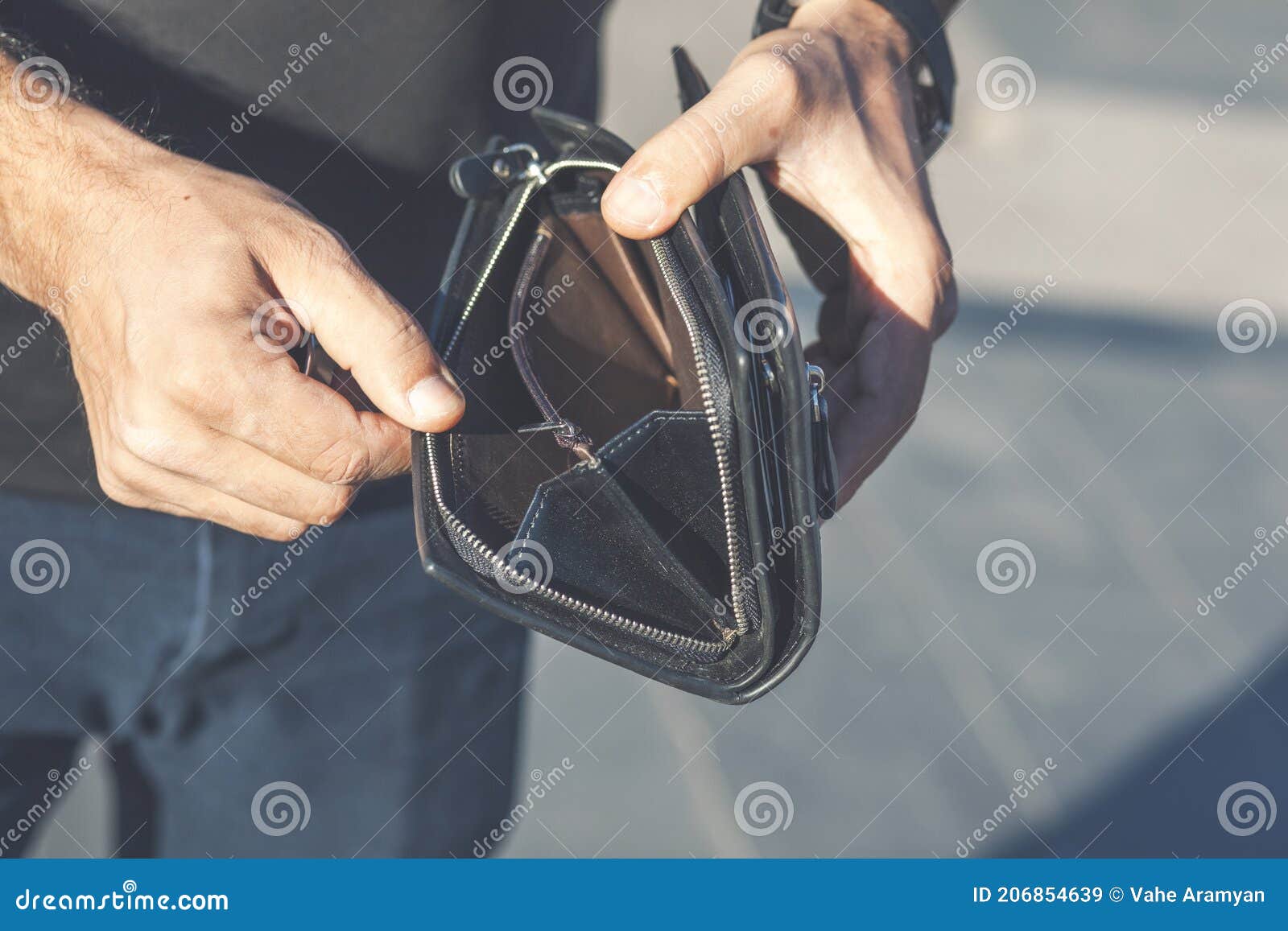 Man Hand Empty Wallet on Dark Background Stock Image - Image of hands ...