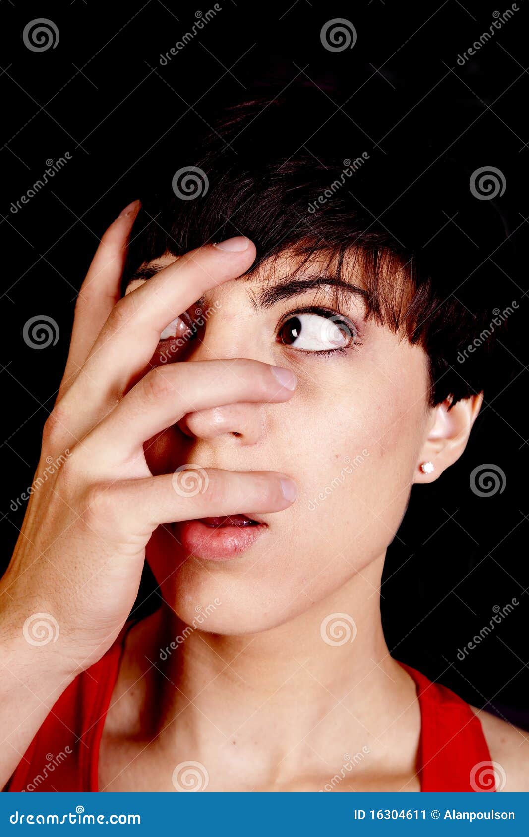 Man hand on face stock image. Image of blonde, frightened - 16304611