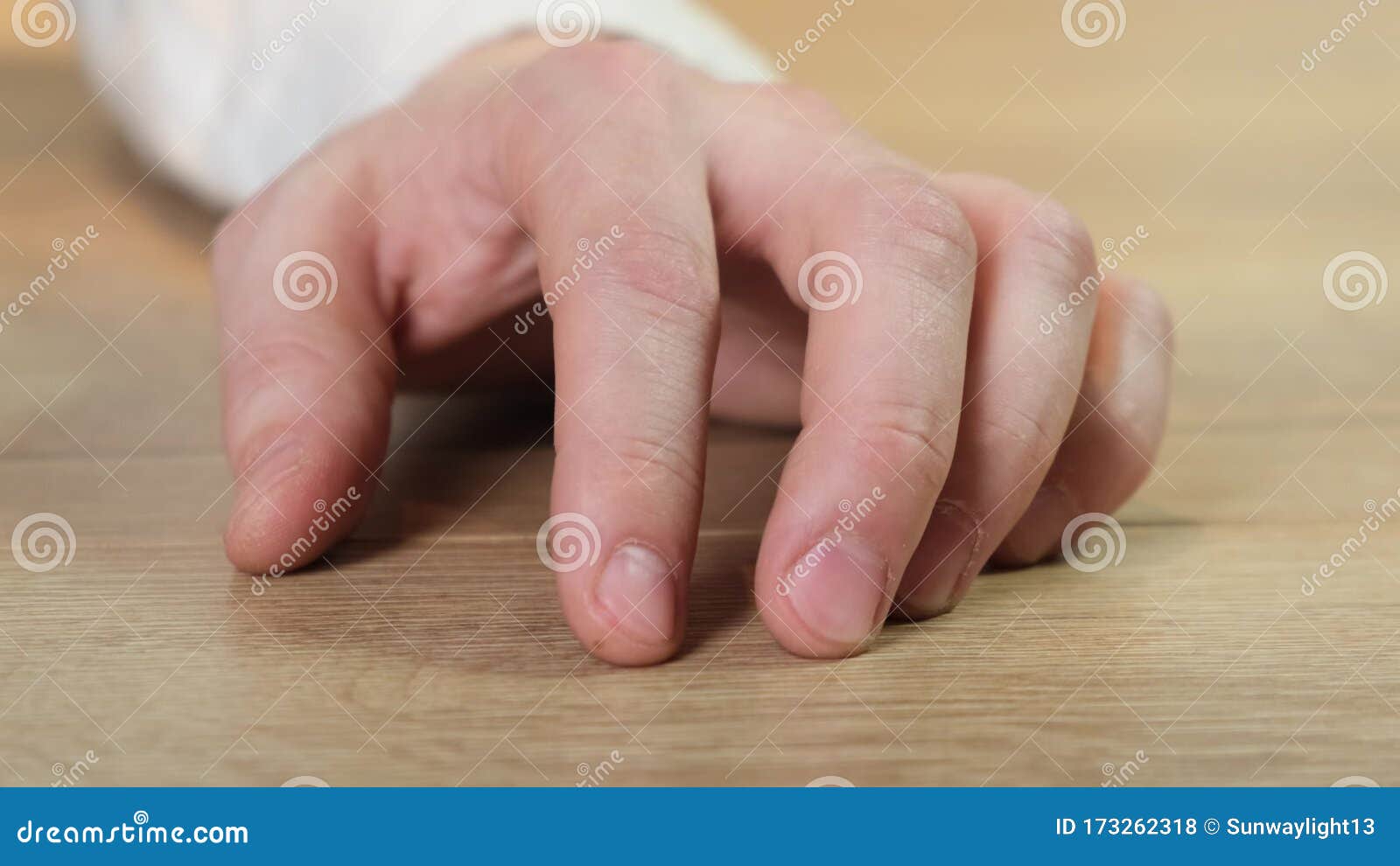 Man Hand Finger Tapping on Table. Not Easy Solution. Close Up. Stock ...