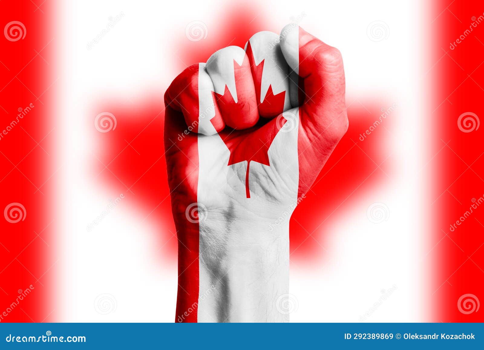Man Hand Fist of CANADA Flag Painted. Close-up. Stock Image - Image of ...
