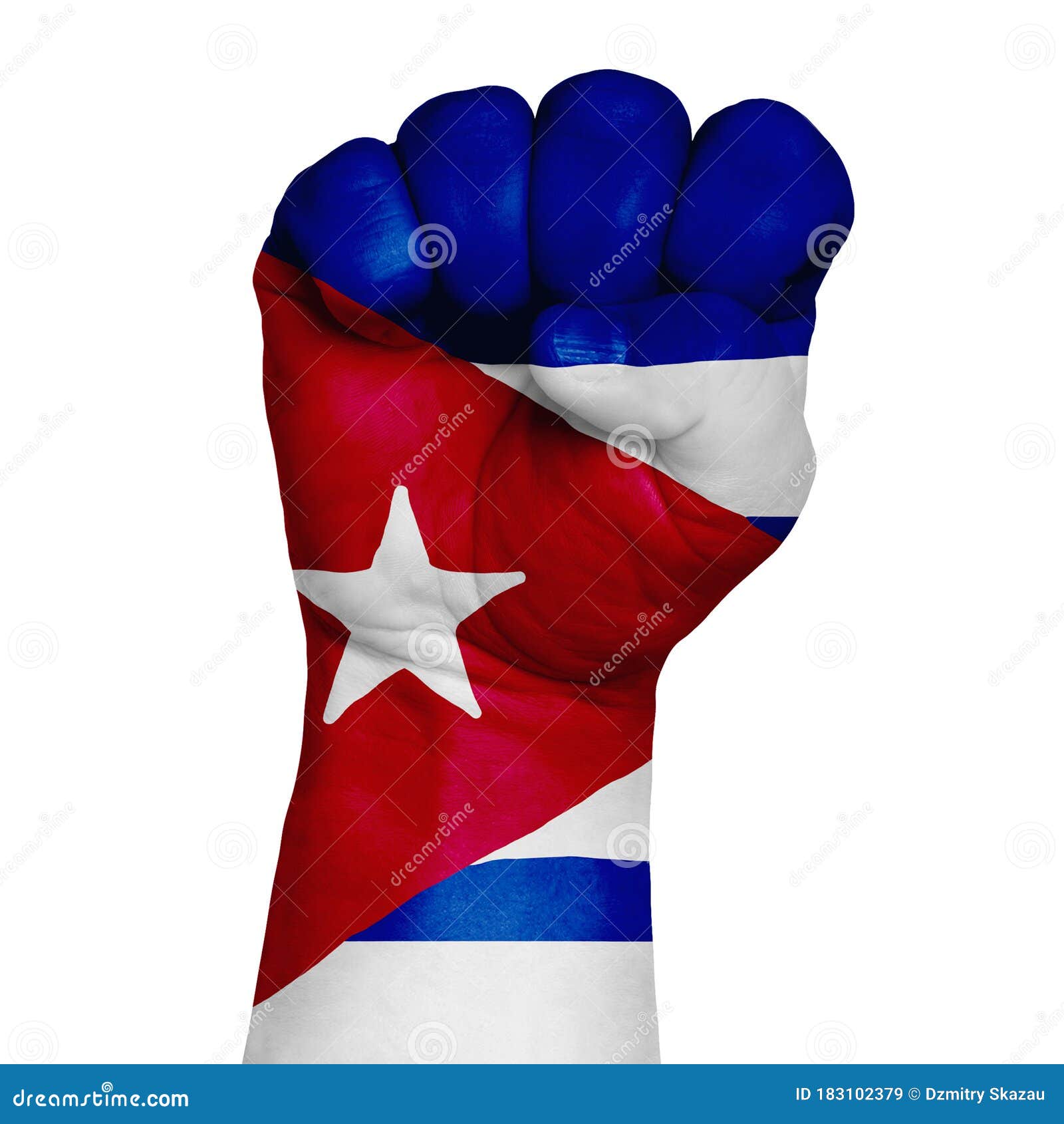 Man Hand Fist of CUBA Flag Painted Stock Image - Image of isolated ...