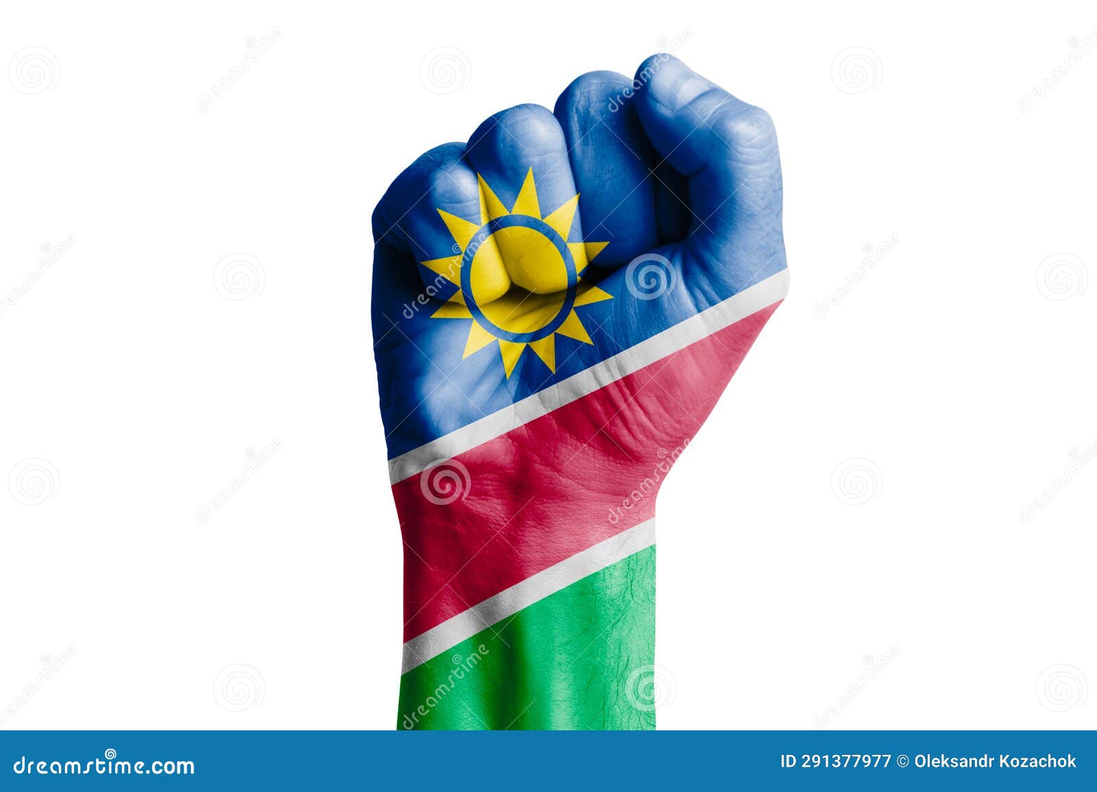 Man Hand Fist of NAMIBIA Flag Painted. Close-up. Stock Image - Image of ...