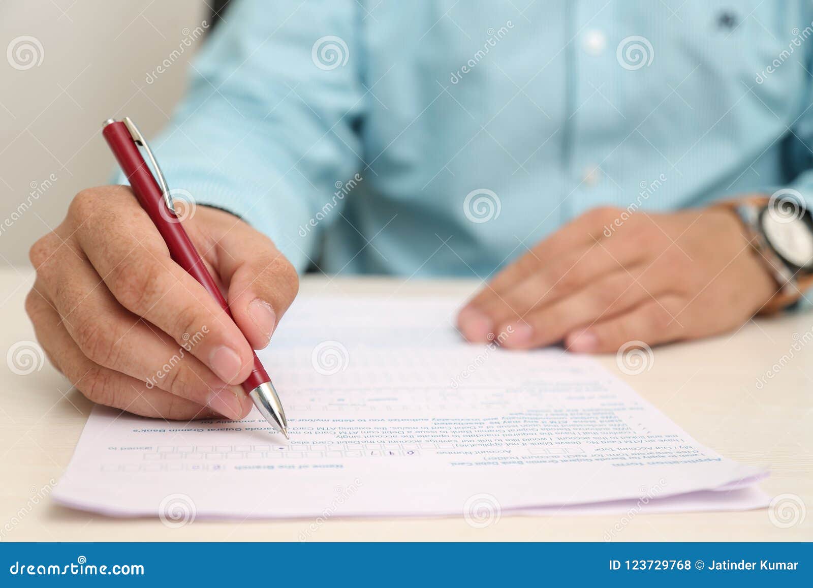 Man Hand on the Form with Pen Stock Photo - Image of form, educate ...