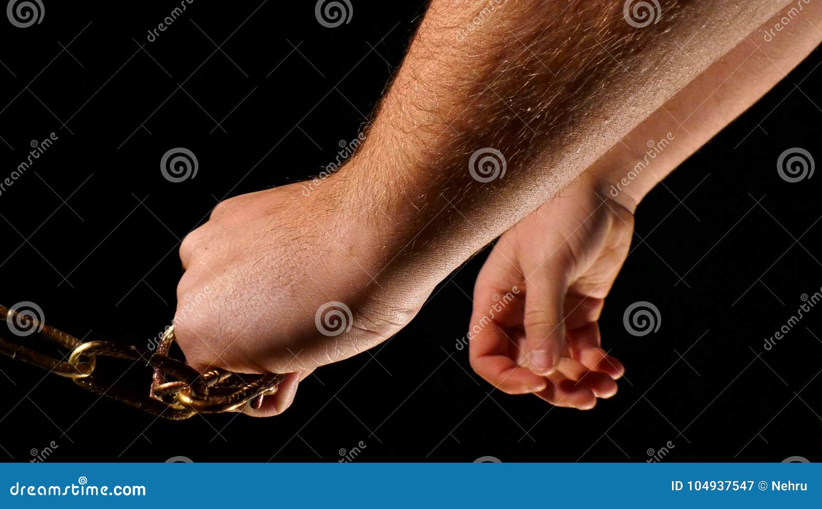 Man Hand and Gold Colored Chain on Black Stock Image - Image of concept ...