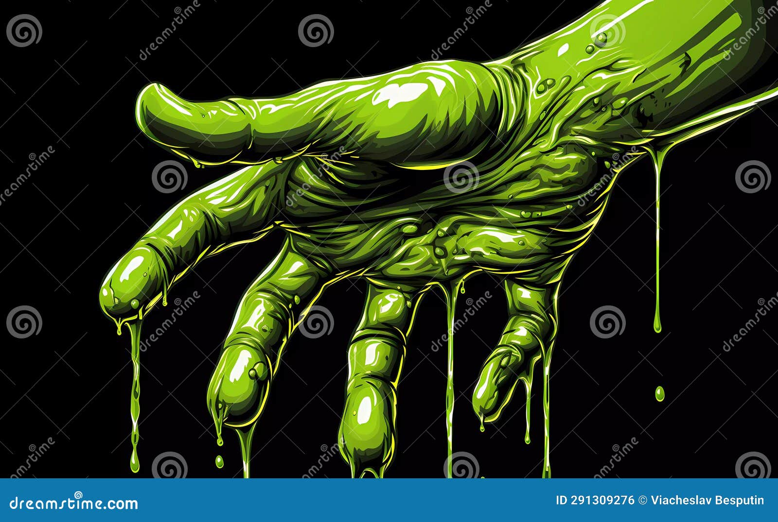 A Man Hand with Green Slime on it Stock Illustration - Illustration of ...