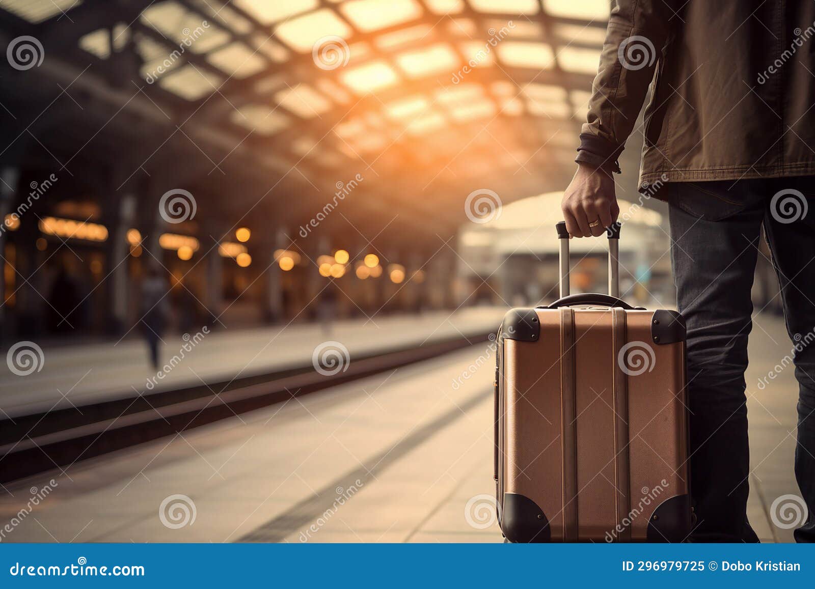 Man Hand Hold Baggage on Station Stock Illustration - Illustration of ...