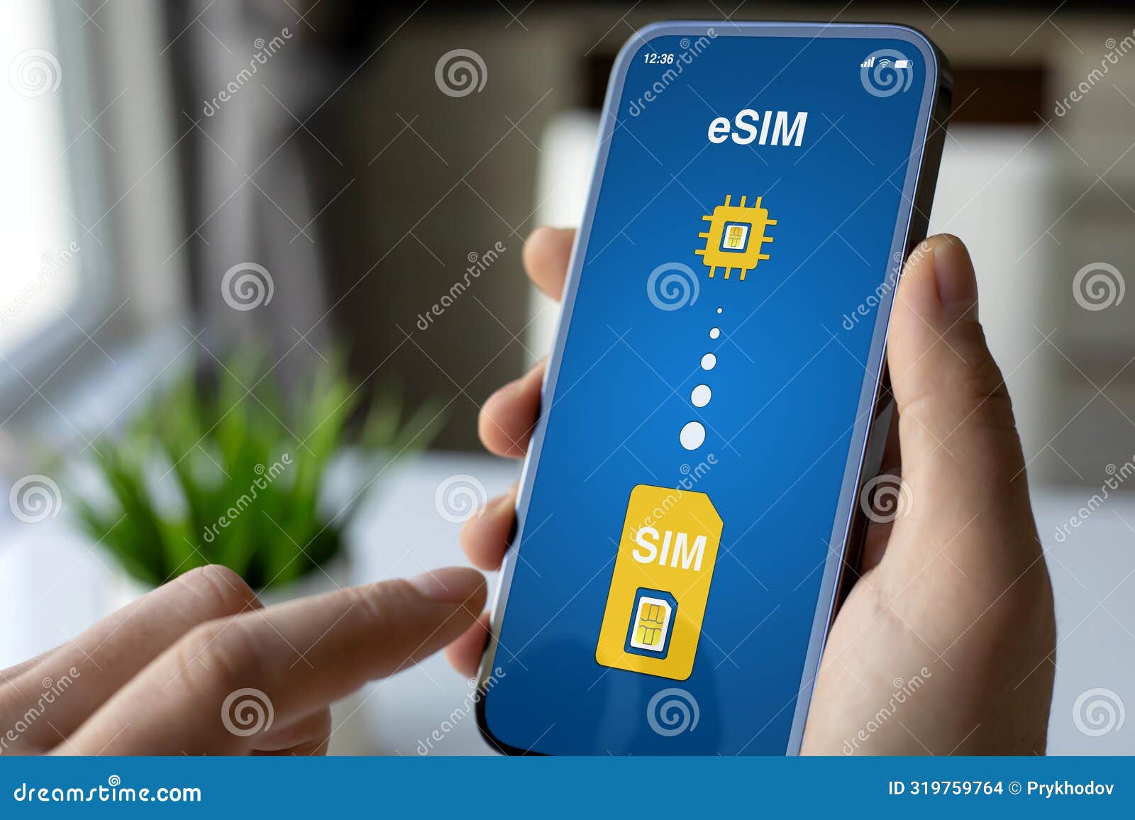 Man Hand Hold Phone with Sim Card Replacement on ESim Stock Photo ...