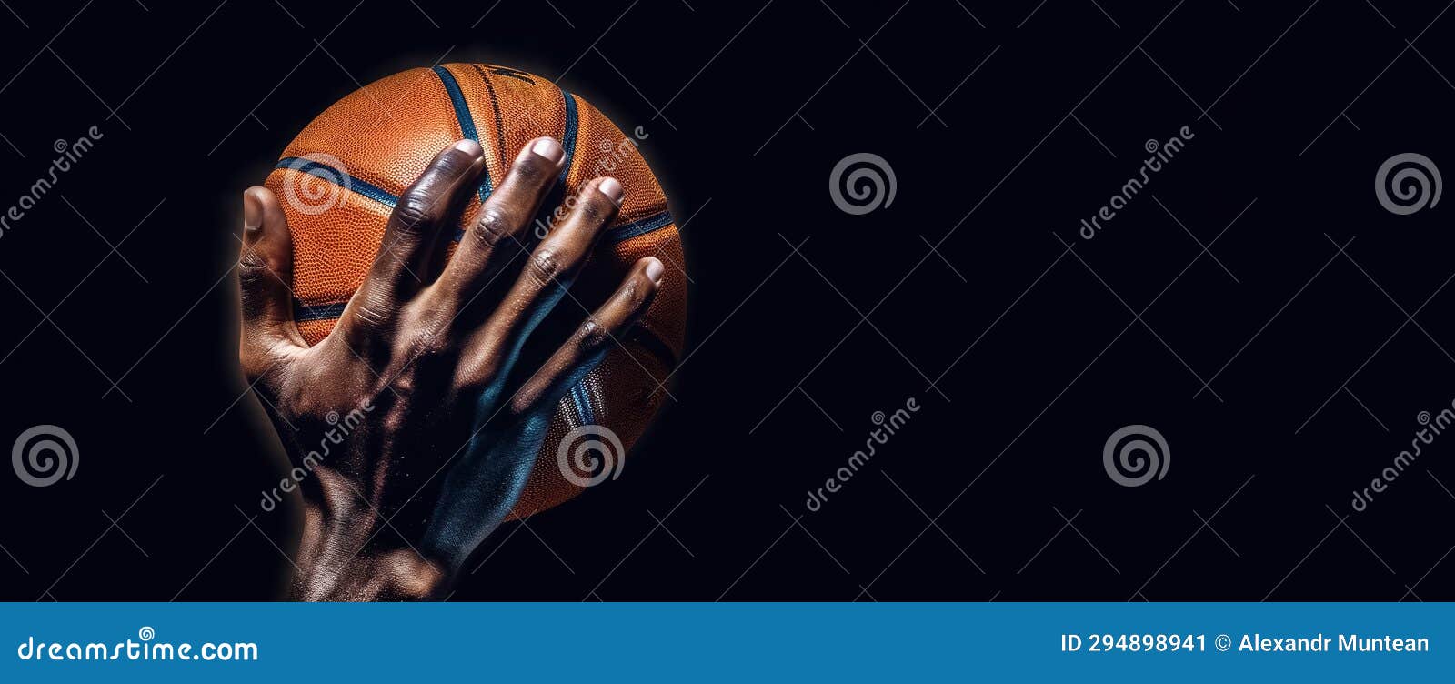 Man Hand Holding Basketball, Basketball Game Concept, Panoramic Layout ...