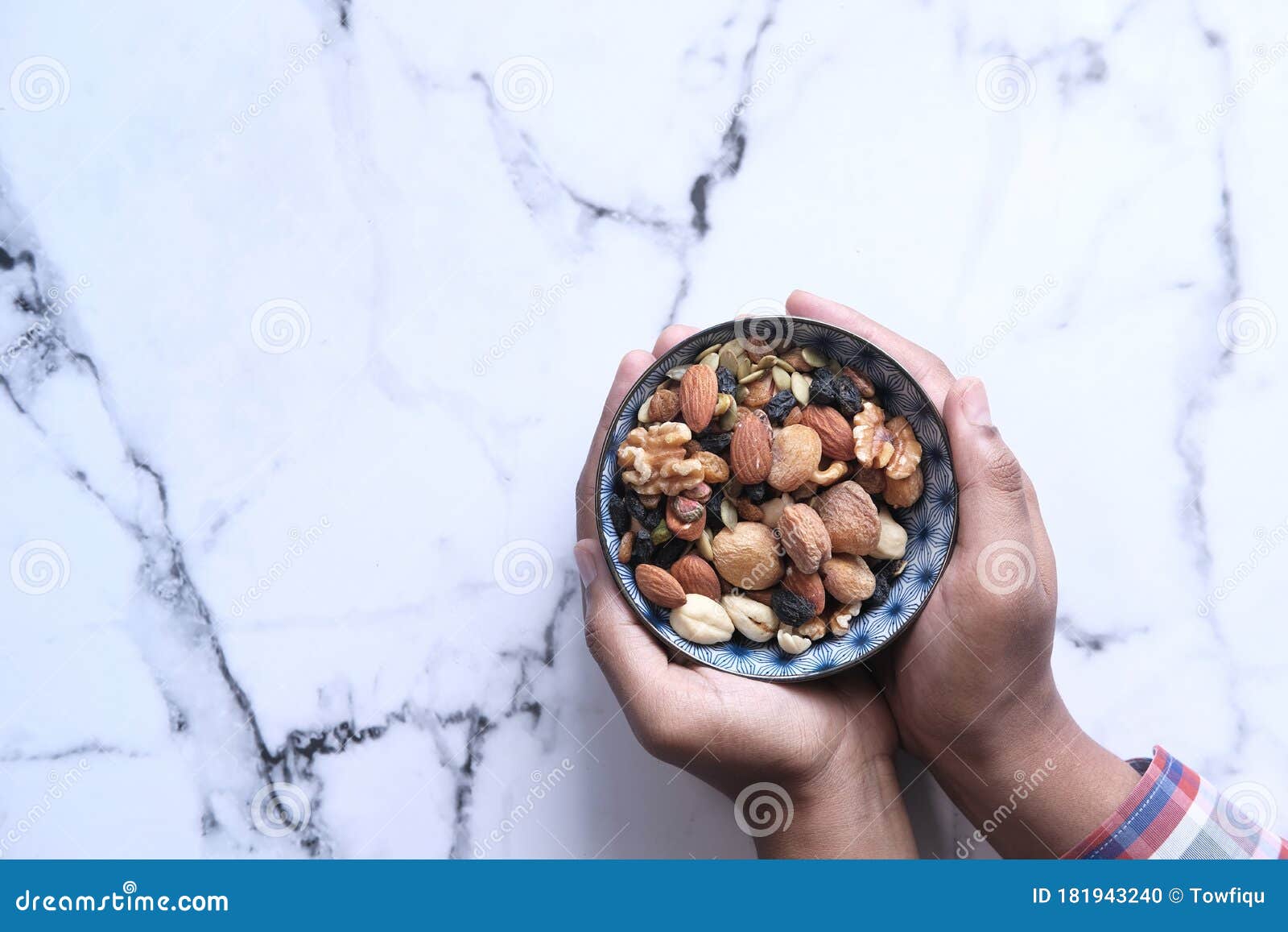 Man Hand Holding a Bowl of Mixed Nuts Stock Photo - Image of diversity ...