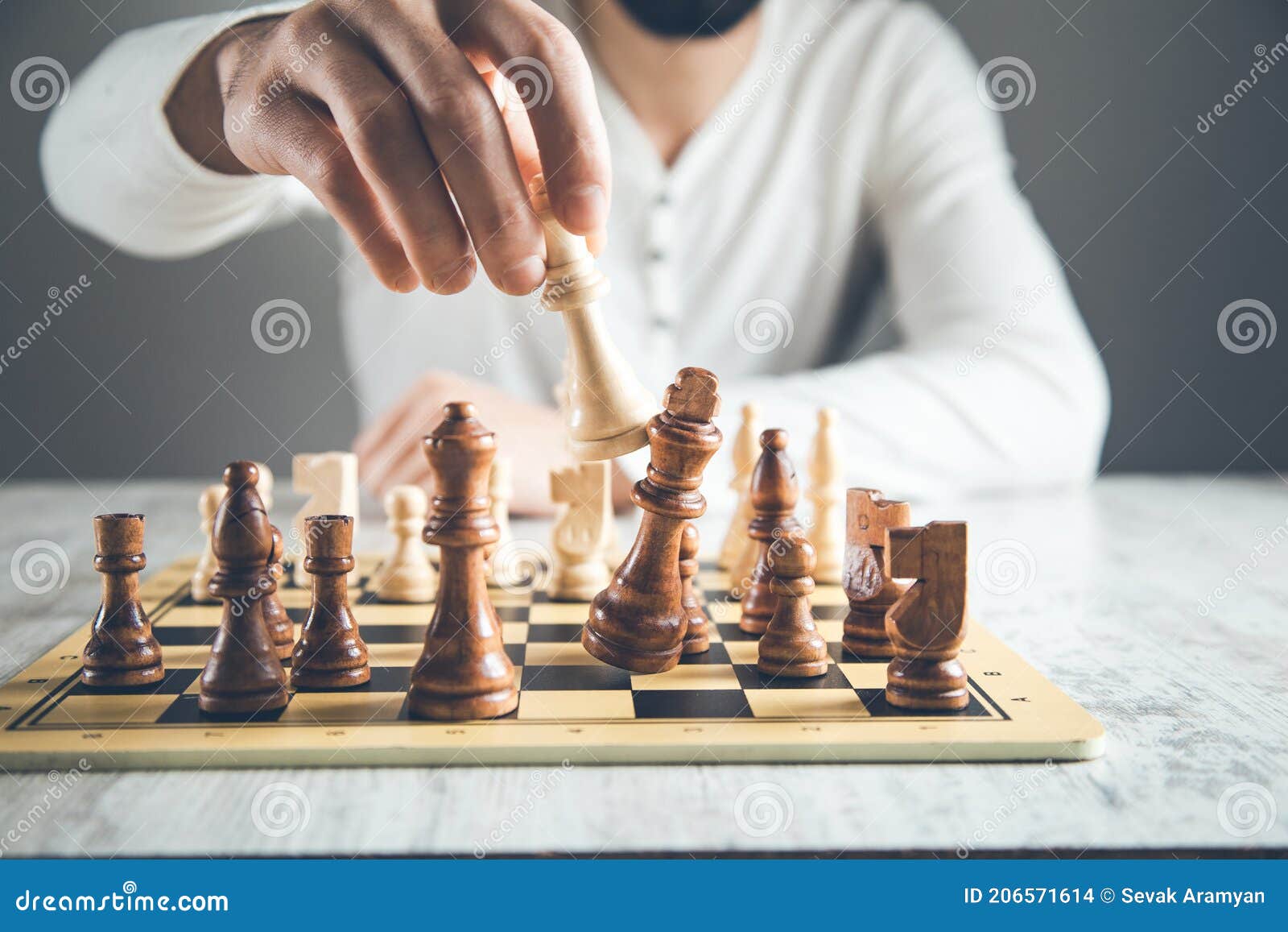 Man Hand Holding Chess on Board Stock Photo - Image of competition ...