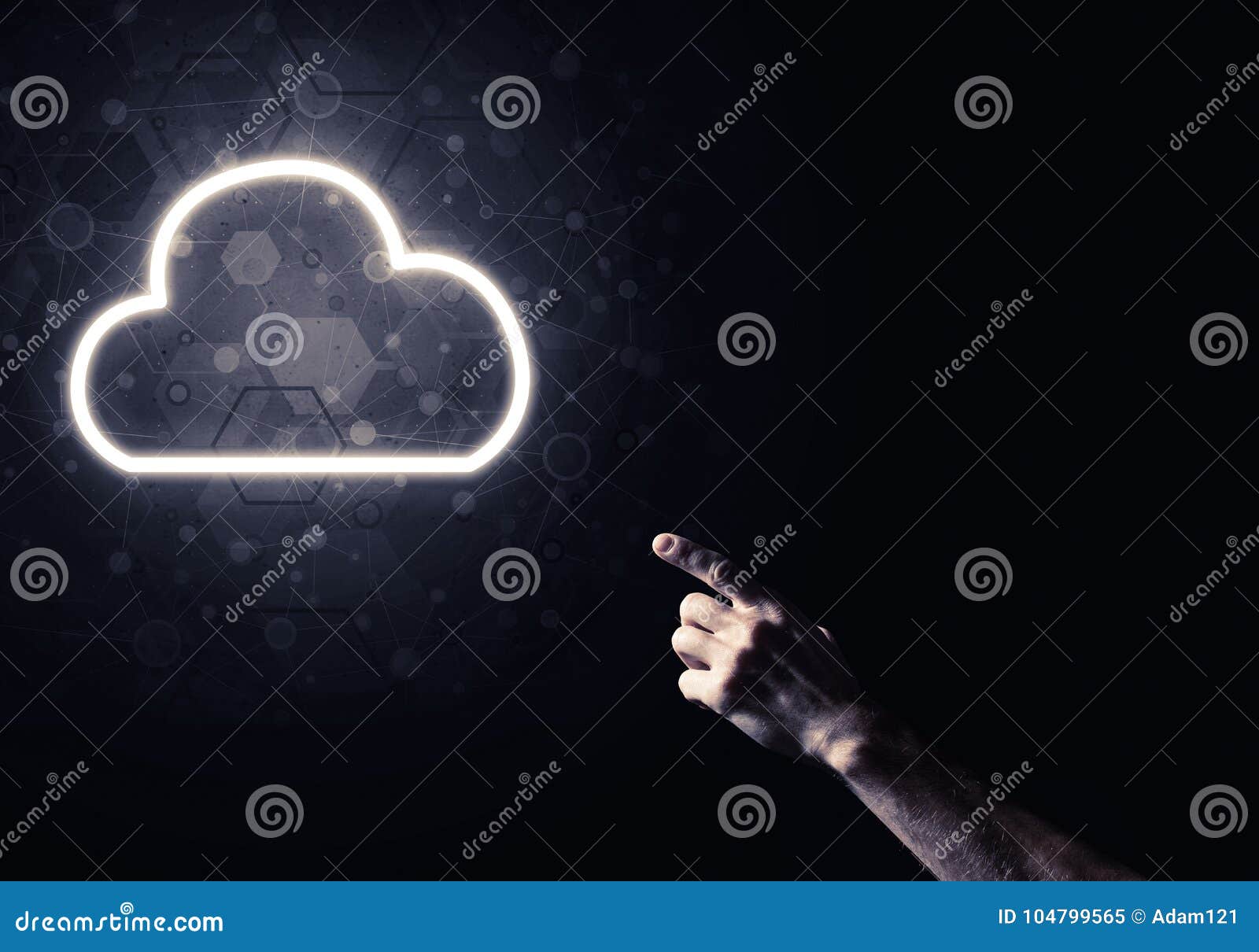Digital Cloud Icon As Symbol of Wireless Connection on Dark Back Stock ...