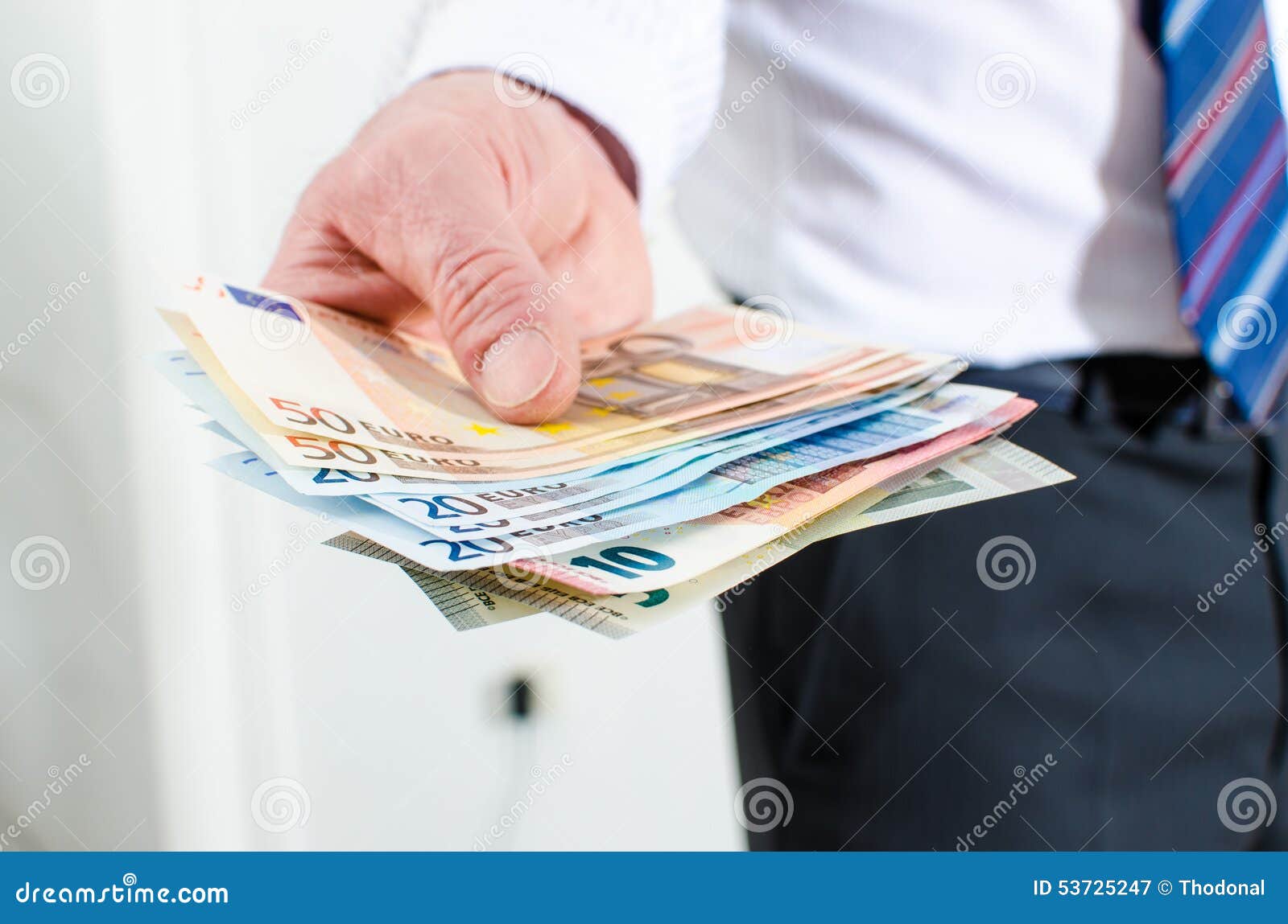 Man Hand Holding Euro Notes Stock Image - Image of notes, cash: 53725247