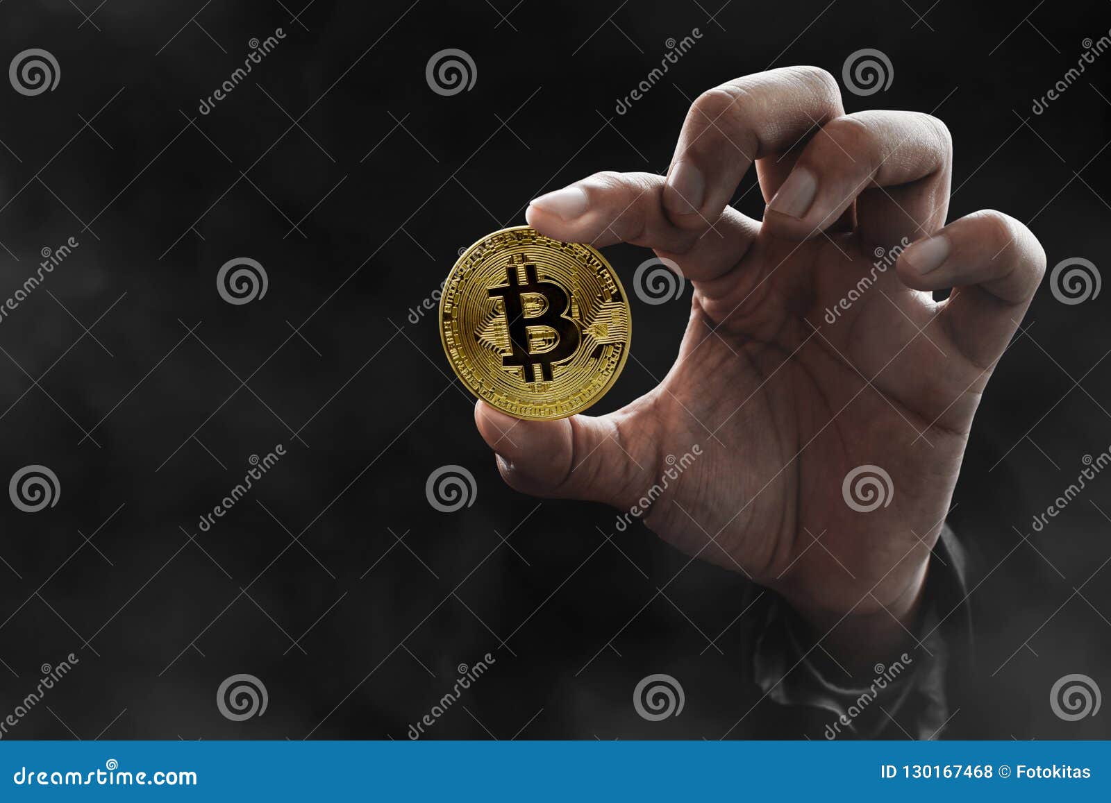 Man Hand Holding Golden Bitcoin Stock Photo - Image of concept ...