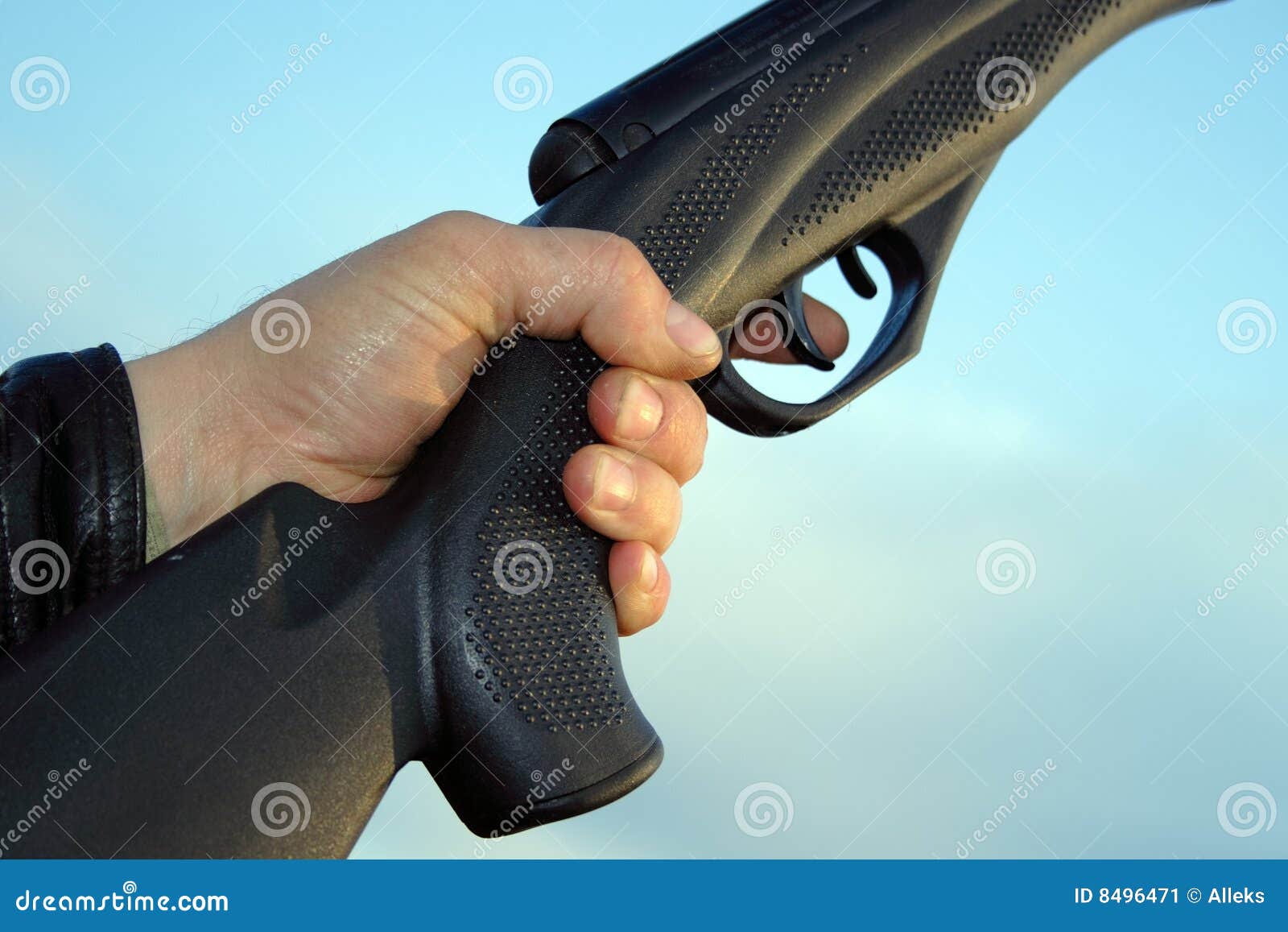 Man Hand Holding Gun Over Sky Picture. Image: 8496471