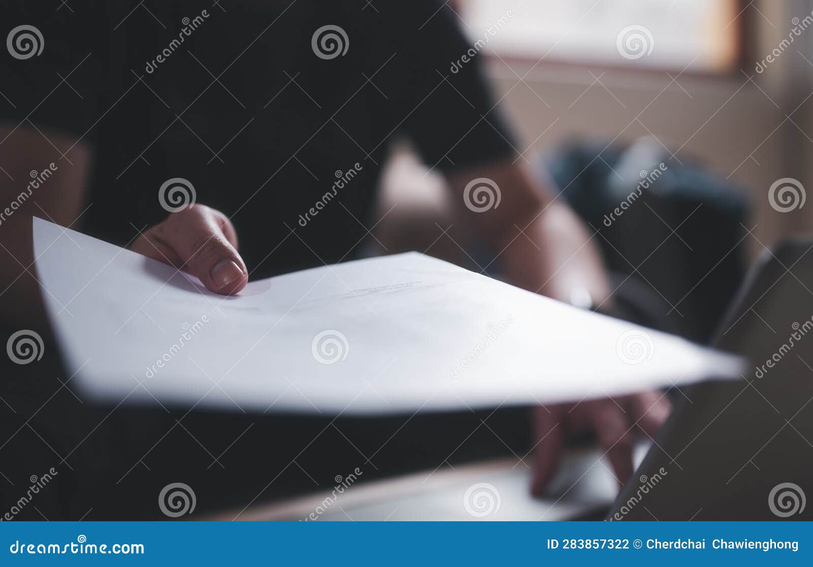 Man Hand Holding or Handing Over Document Stock Photo - Image of ...