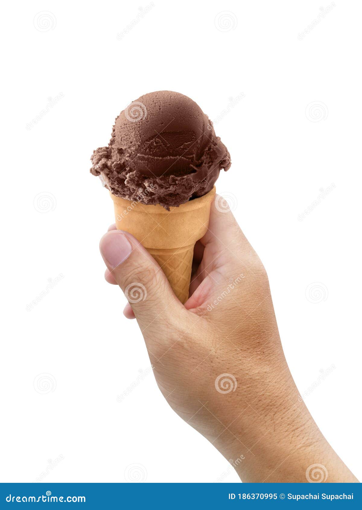 A Man Hand Holding Ice Cream Scoop on Cone Stock Image - Image of food ...