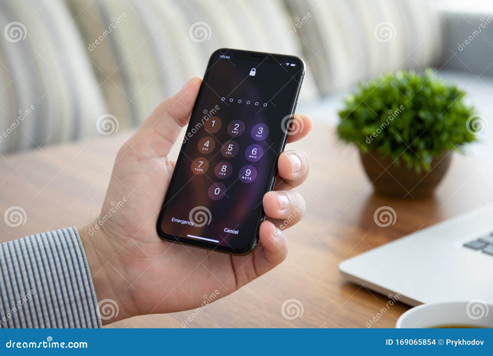 Man Hand Holding IPhone X with Pin Code on Screen Editorial Stock Image ...