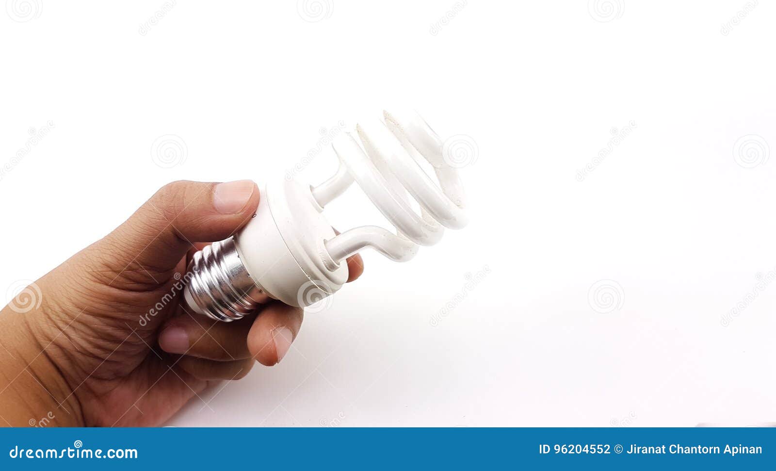 Man Hand Holding the LED Spiral Light Bulbs Stock Photo - Image of bulb ...