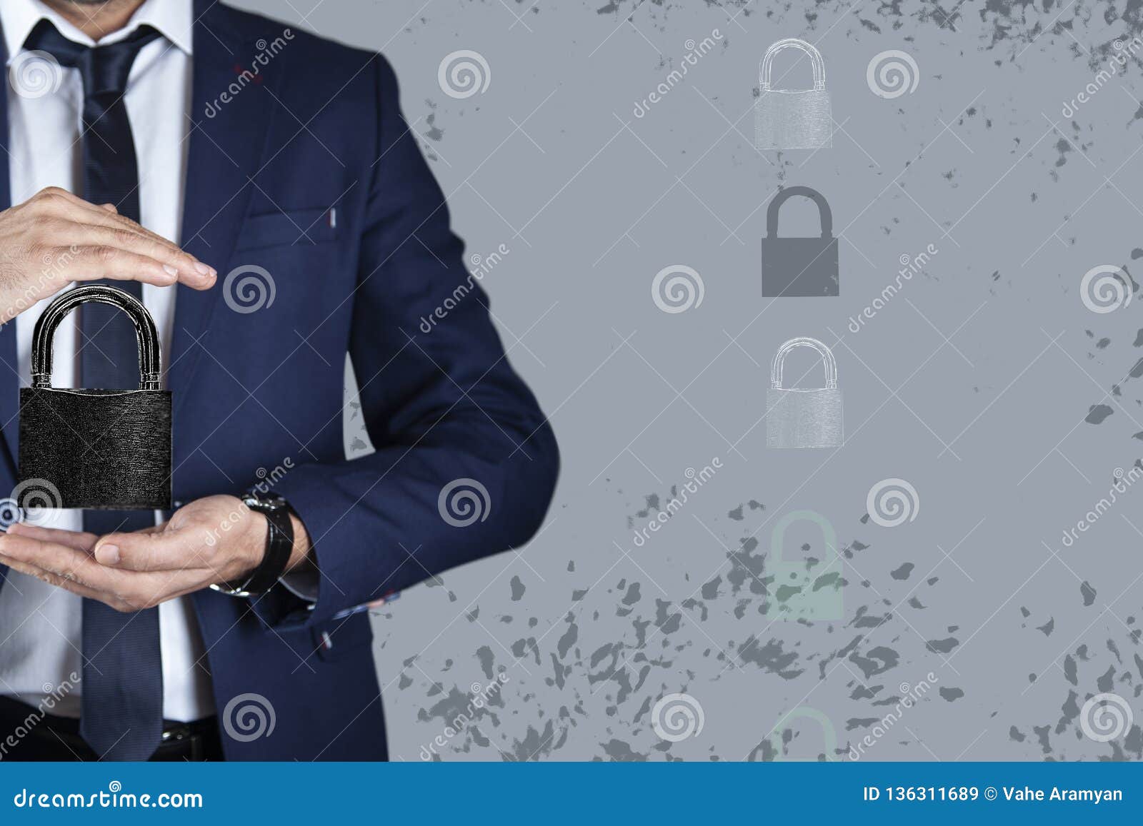 Man hand holding lock stock image. Image of screen, holding - 136311689