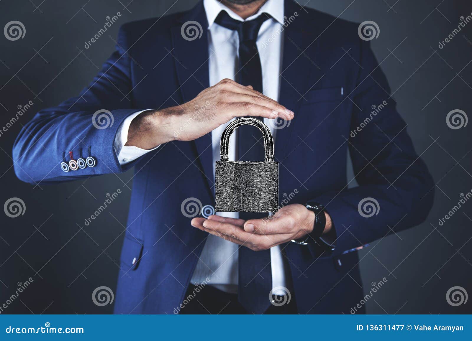 Man hand holding lock stock image. Image of cyber, safety - 136311477