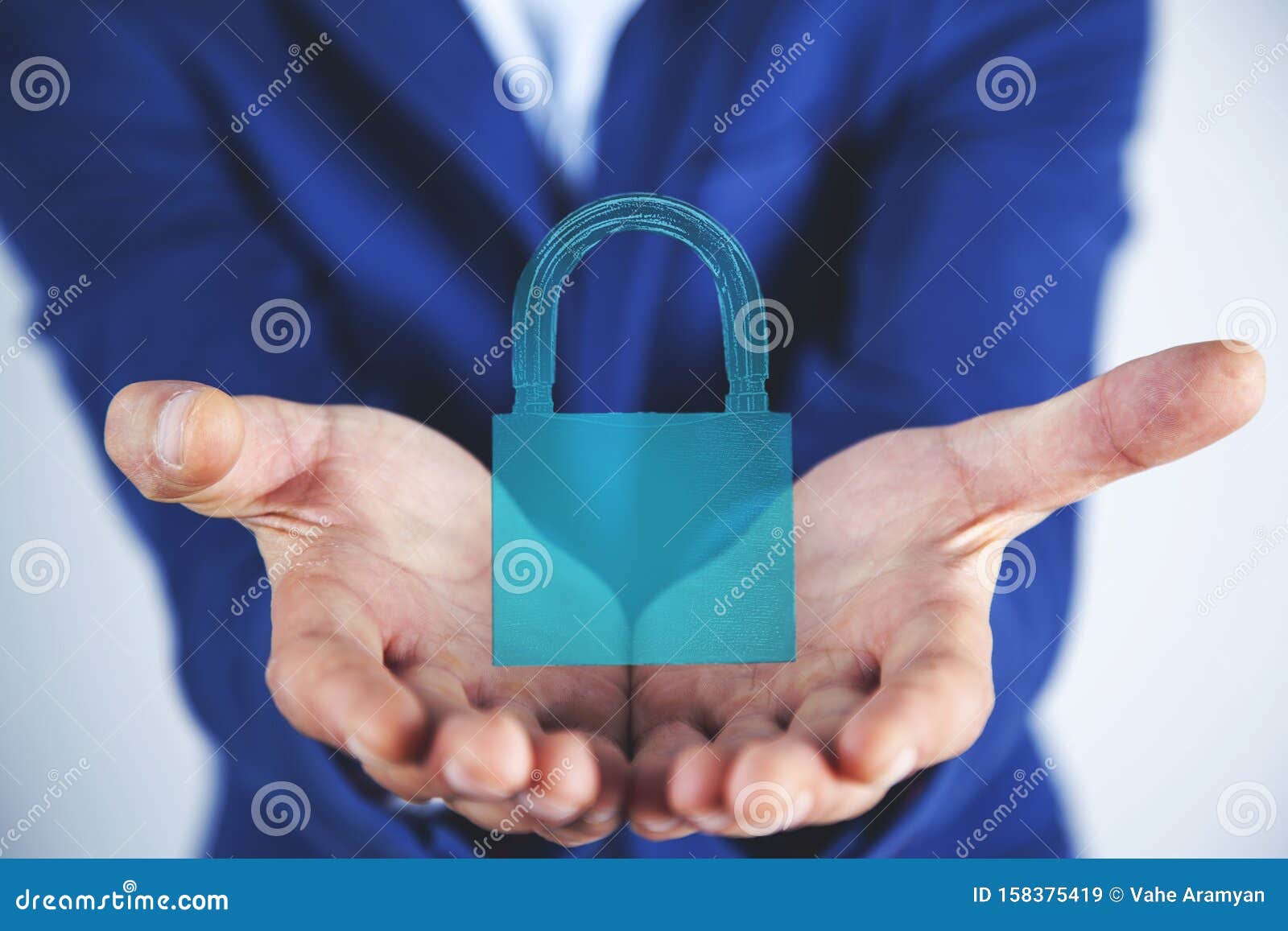 Man hand holding lock stock image. Image of online, protect - 158375419