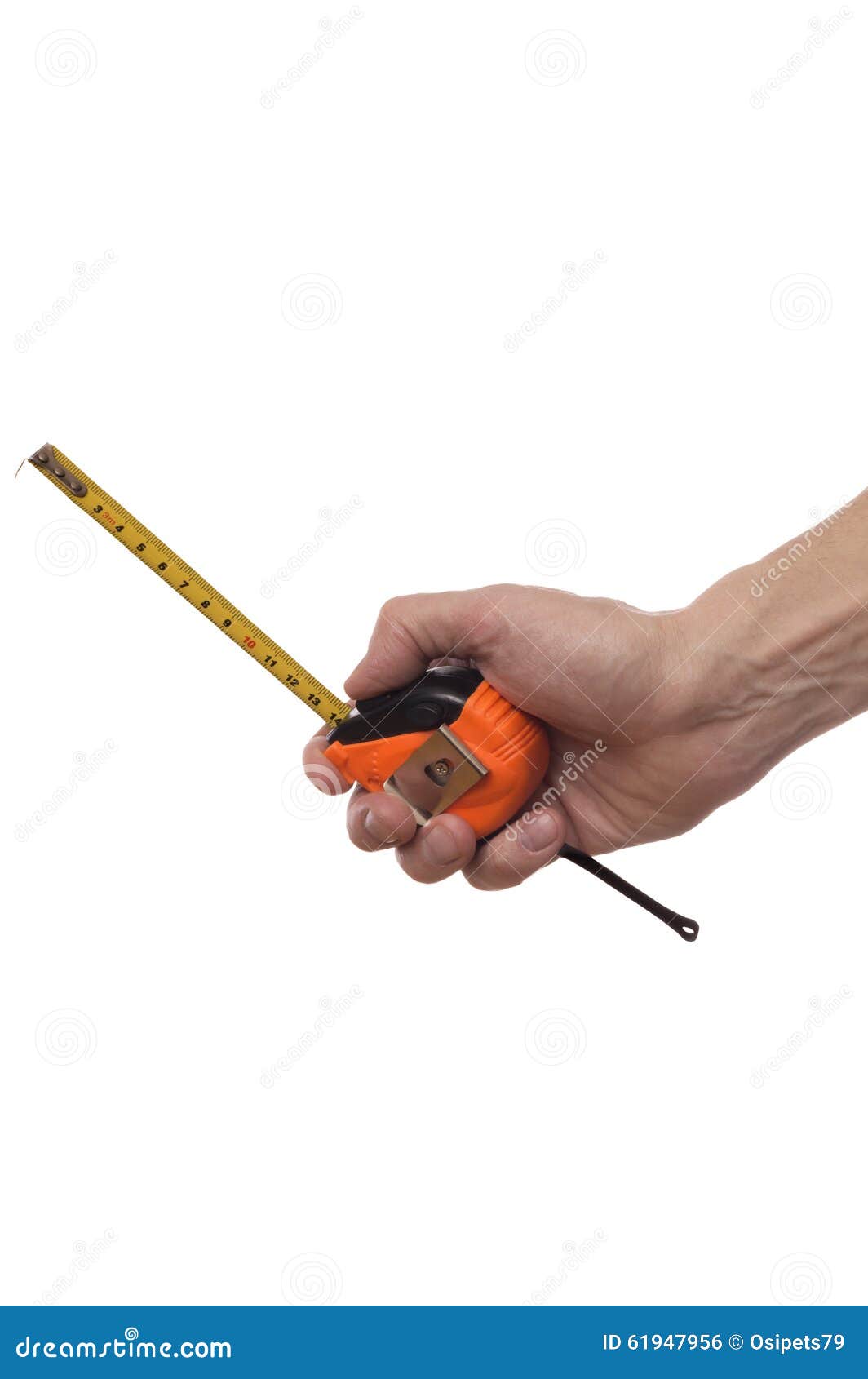 Man Hand Holding Measuring Tape Stock Photo - Image of close, space ...