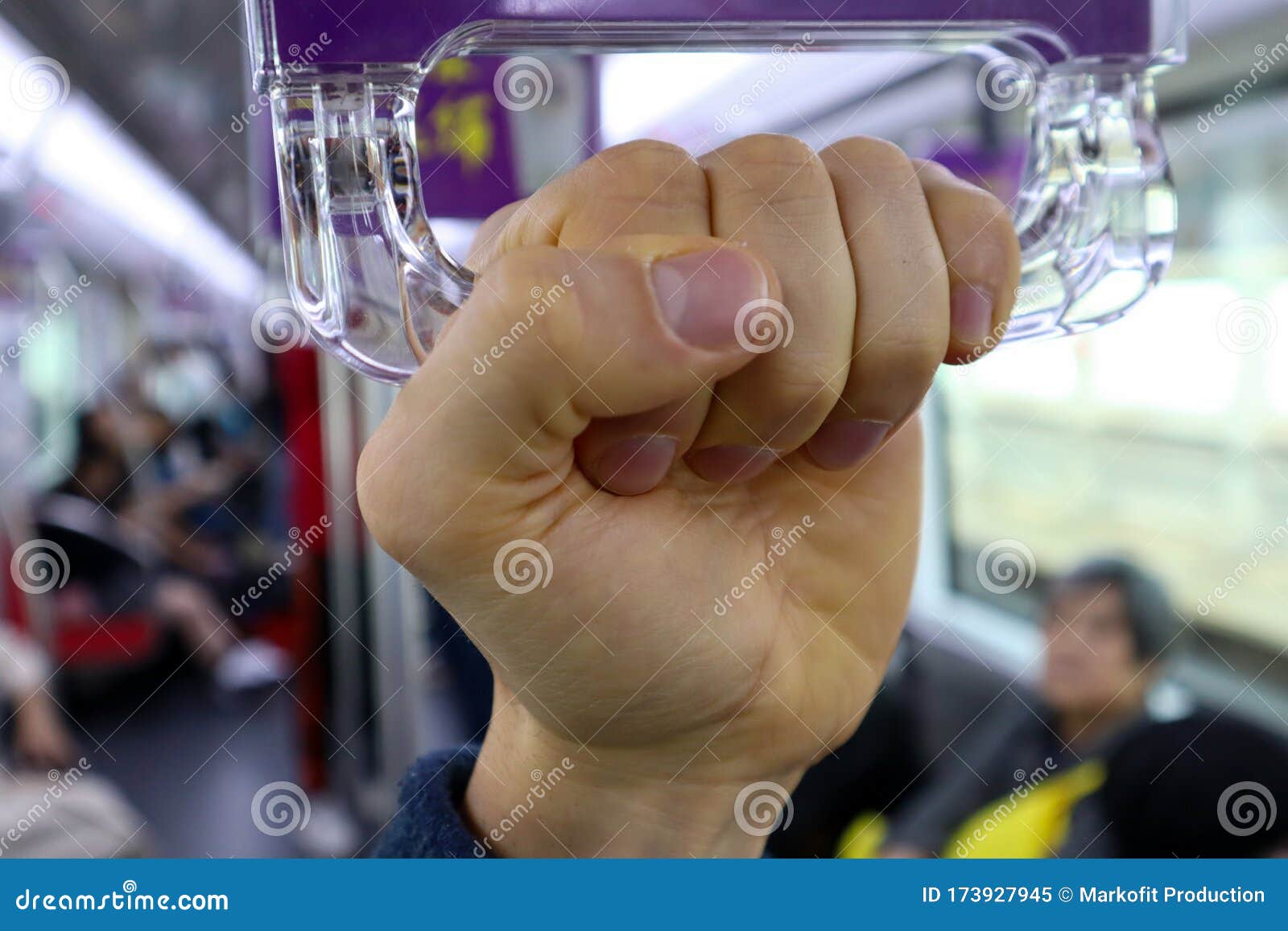 Man Hand Holding Metro Handle Stock Image - Image of handle, security ...