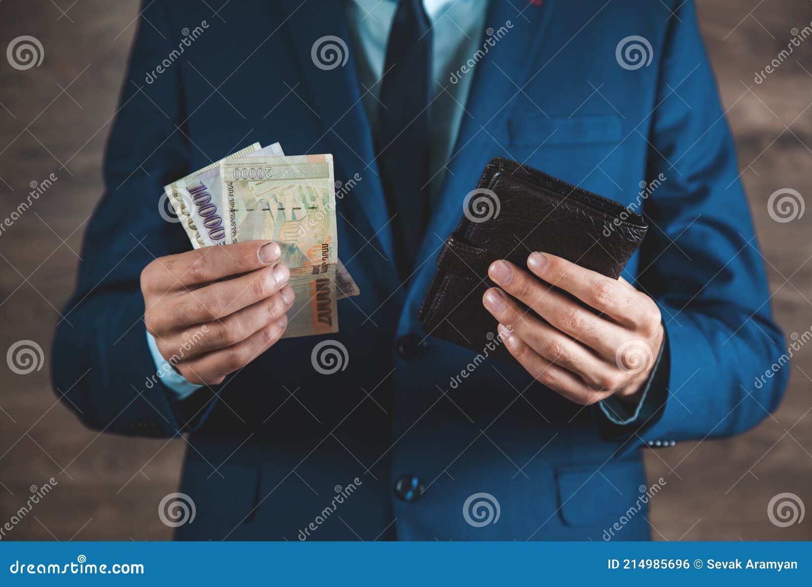 Man Hand Holding Money with Wallet. Stock Photo - Image of person ...