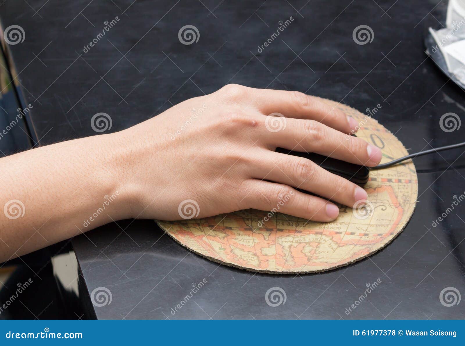 Man Hand Holding Mouse on Table Stock Photo - Image of laptop, digits ...