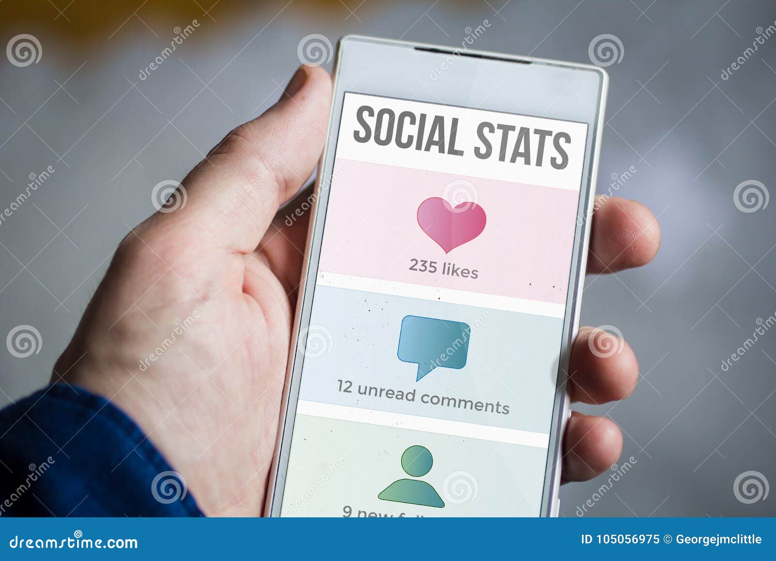 Holding Notifications Smartphone Stock Image - Image of display, smart ...