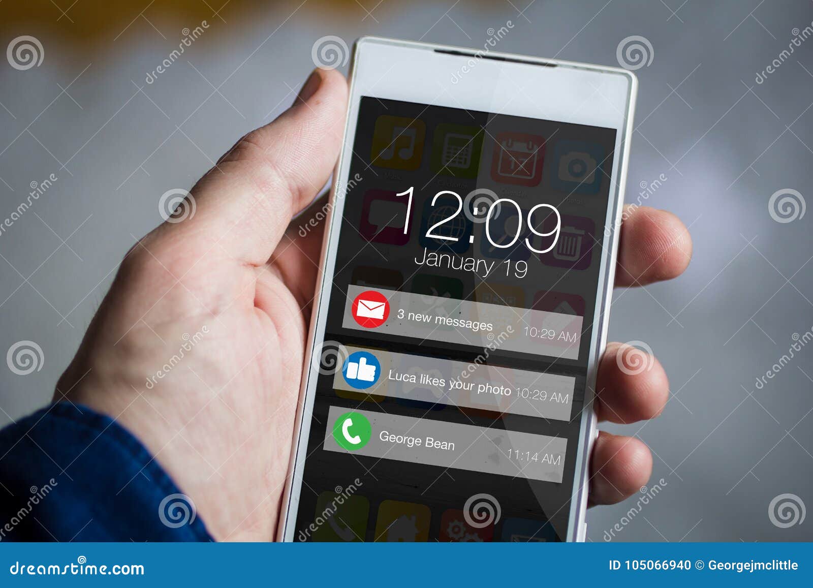 Holding Notifications Smartphone Stock Photo - Image of smartphone ...