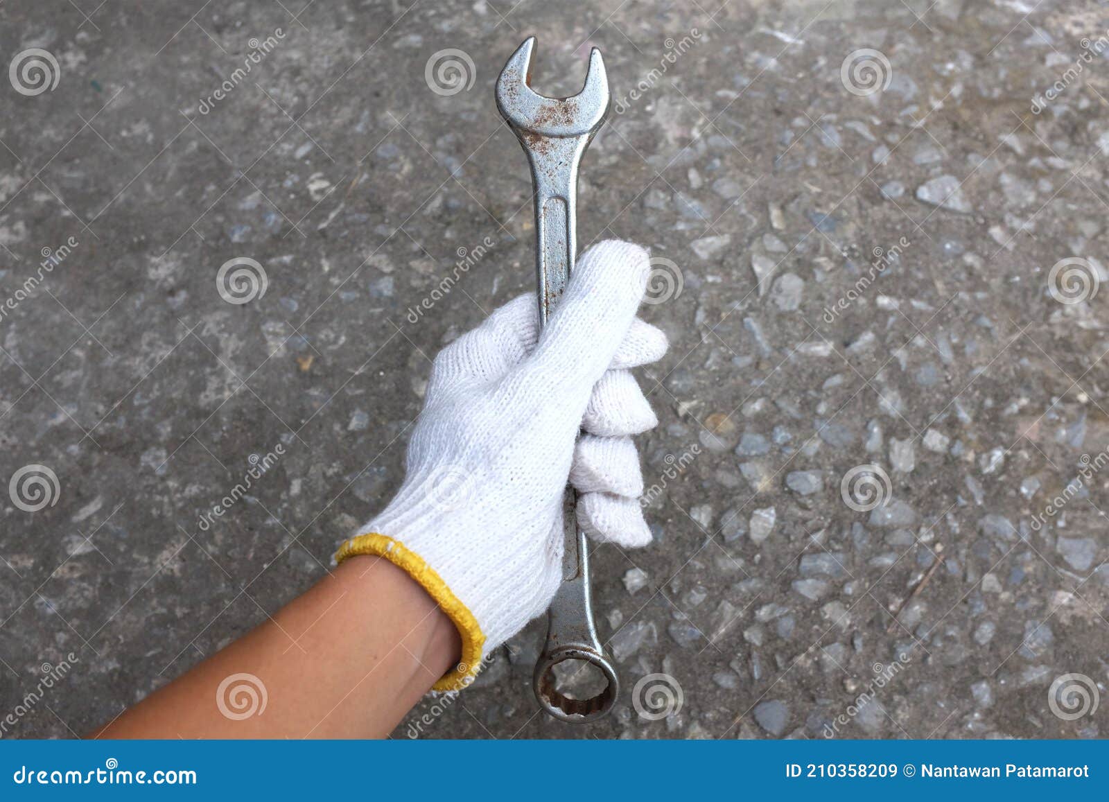 Man Hand Holding Old Rusty Spanner Mechanic Tool Stock Image - Image of ...