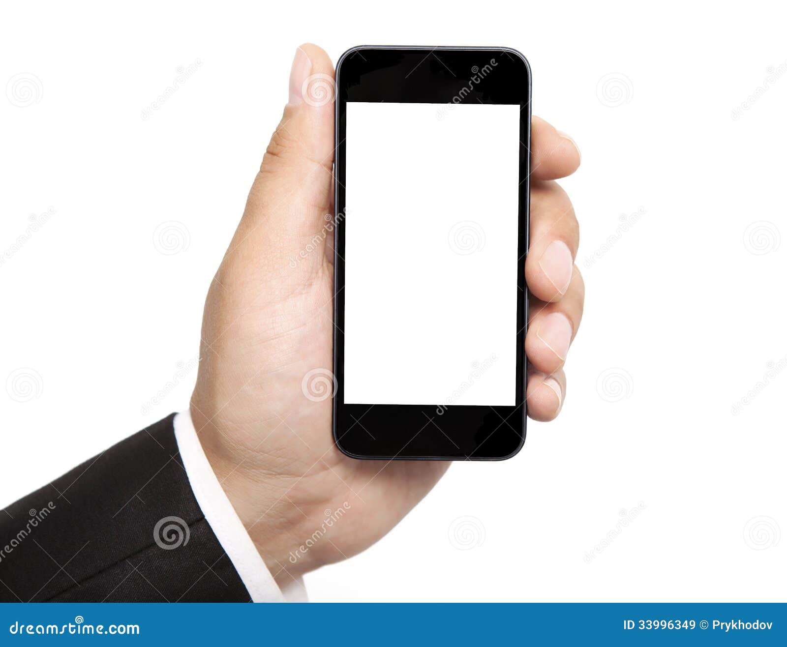 Man Hand Holding the Phone with Isolated Screen Stock Image - Image of ...