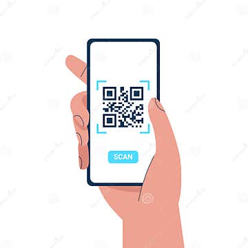 Man Hand Holding a Phone and Scanning QR Code Stock Vector ...
