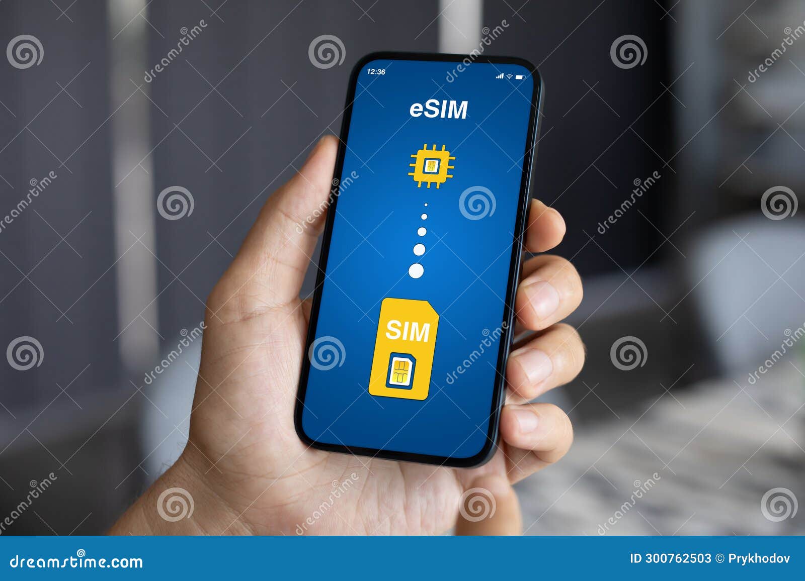 Man Hand Holding Phone with Sim Card Replacement on ESim Stock Image ...